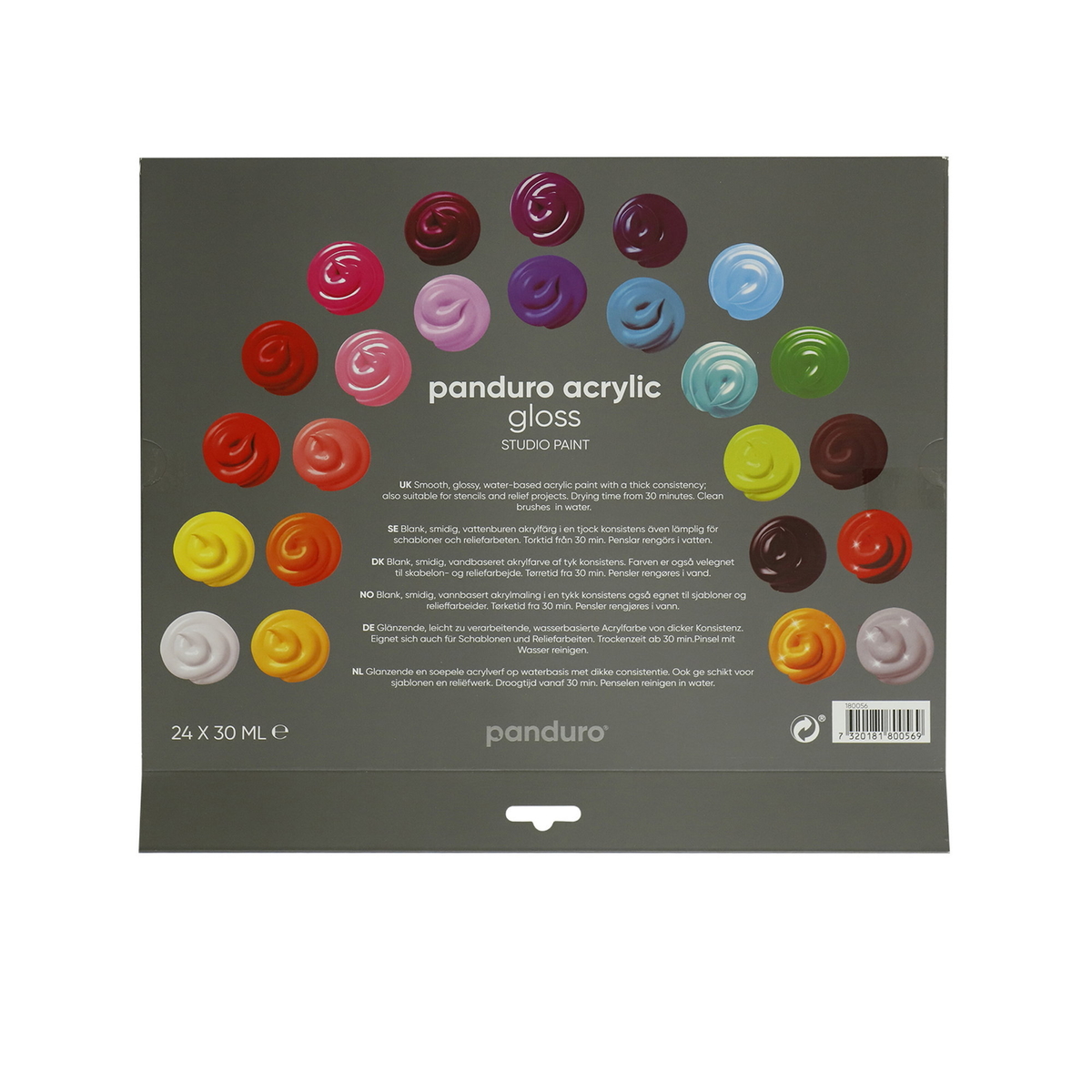 Panduro Acrylic gloss set – 24×30 ml med blanka akrylfärger | Panduro