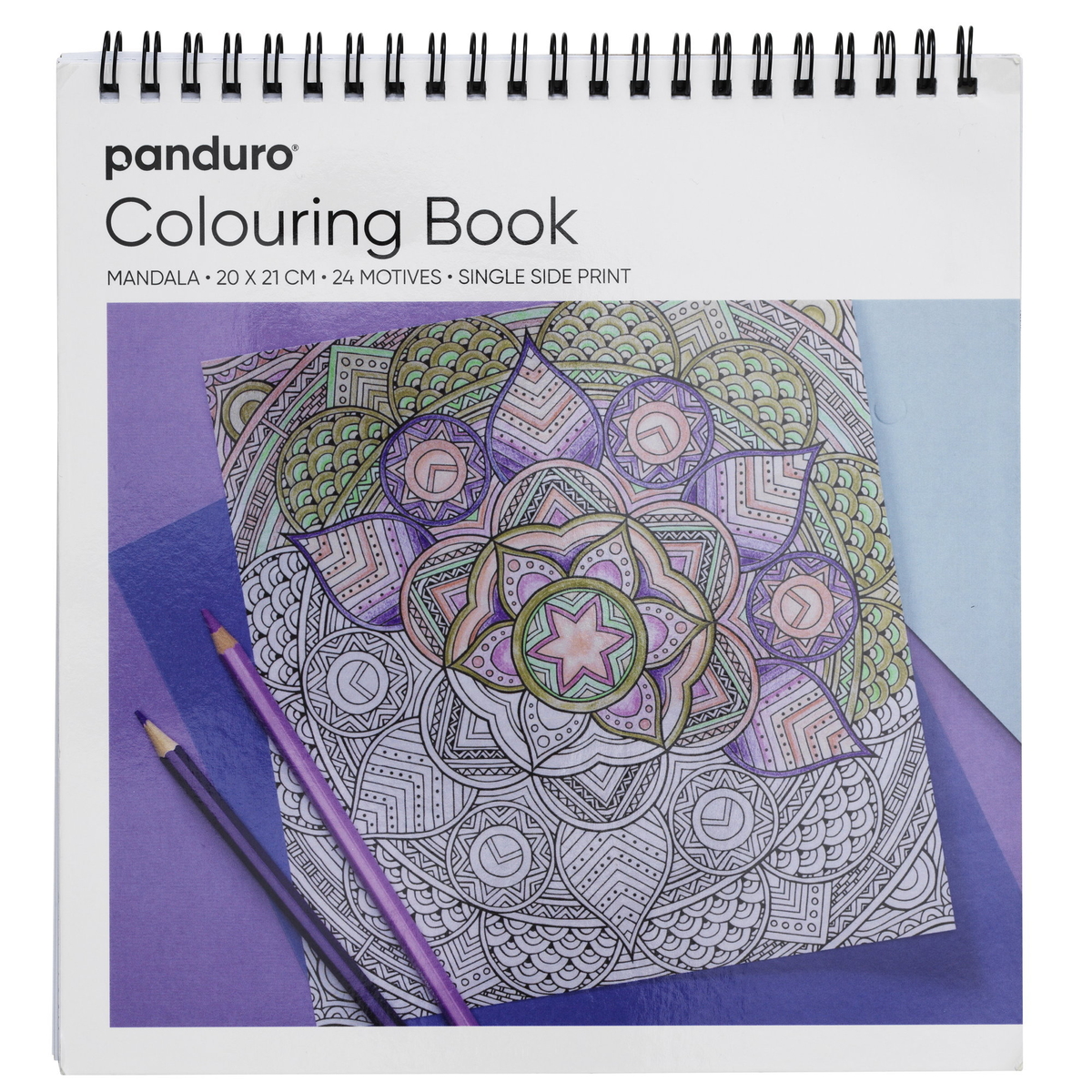 Malebog Mandala, spiralbundet, 20×21 cm, 24 motiver, 120 g/m² | Panduro