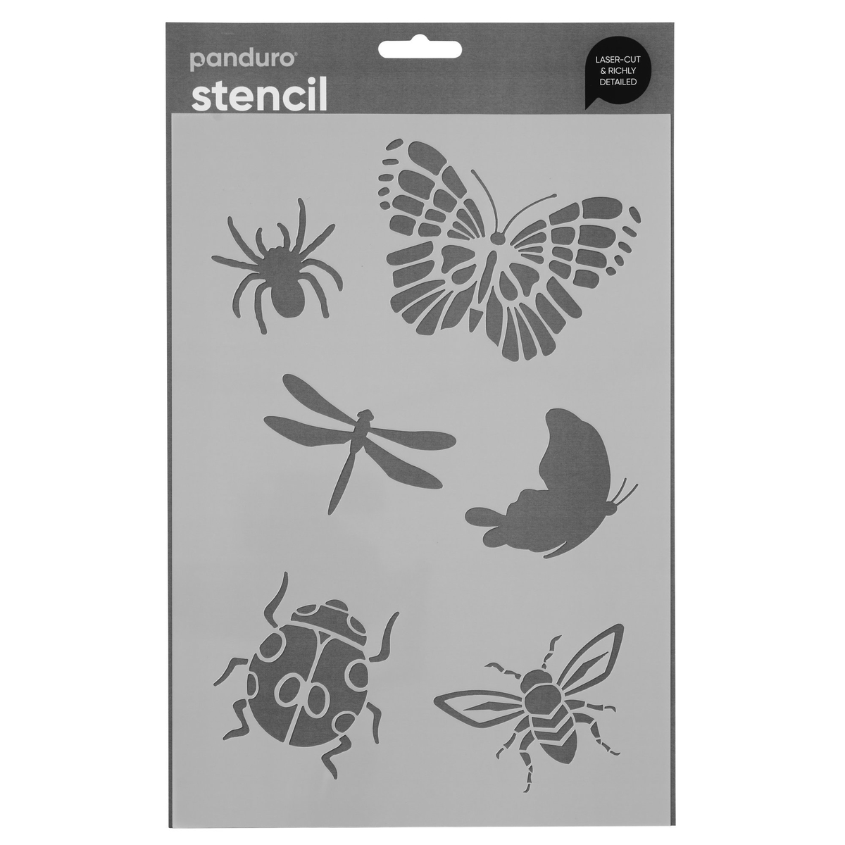 Schablon A4 , stencil med fjärilar & insekter | Panduro
