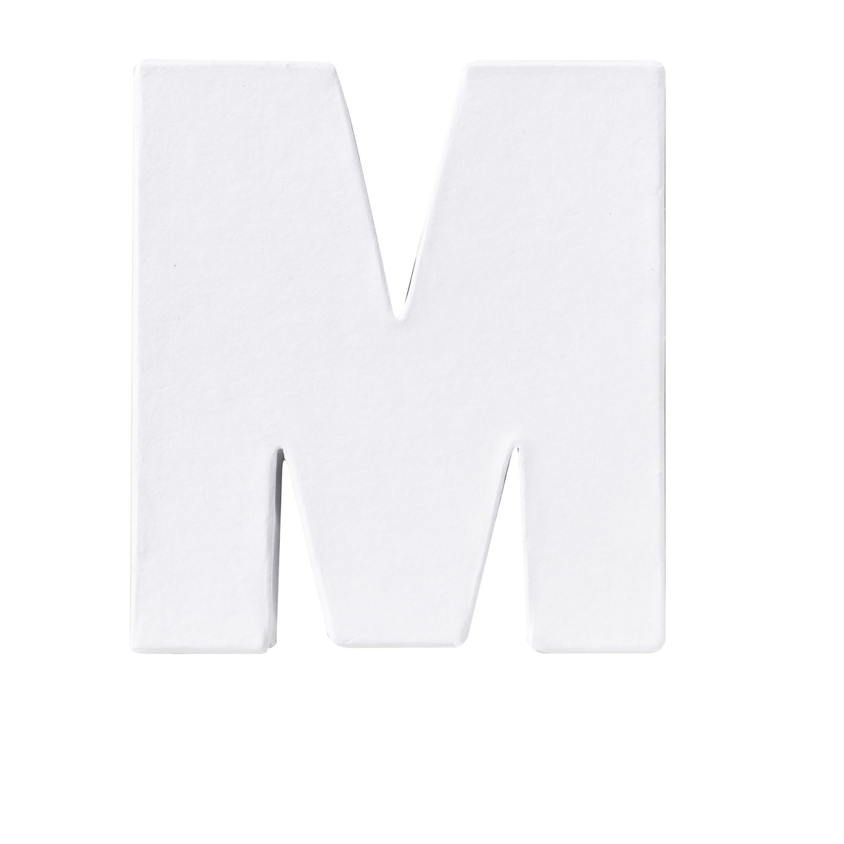 Bokstav M papp h 10 cm vit
