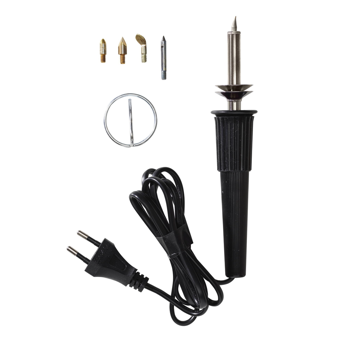 Svipenn til tre, lær og kork. Metallstativ og 4 svispisser + 1 ...