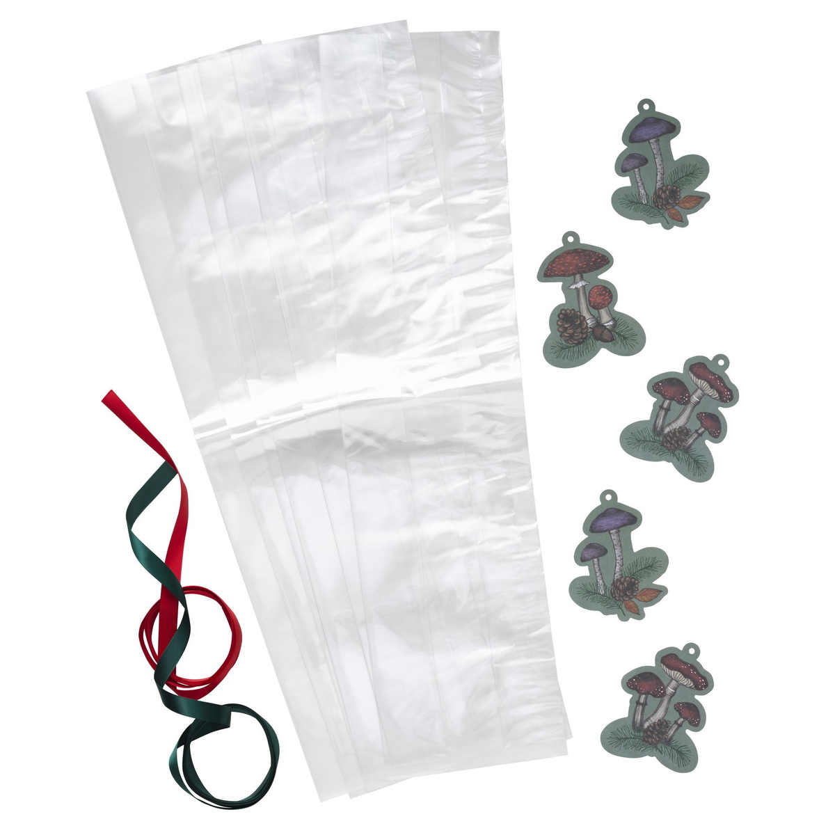 Folierade presentpåsar kit 6 st. 13×48×9 cm, 6 svamp-tags och 2×2 m ...