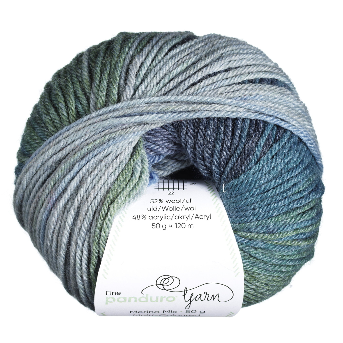 Garn Merino Mix Multi-Coloured 50g blå | Panduro