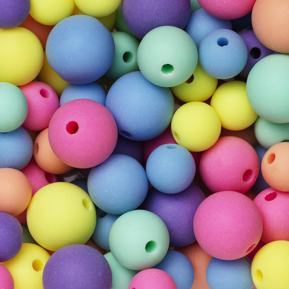 Runde Perler I Matte Pastelfarver Ca 124 Stk 10 12 Og 14 Mm