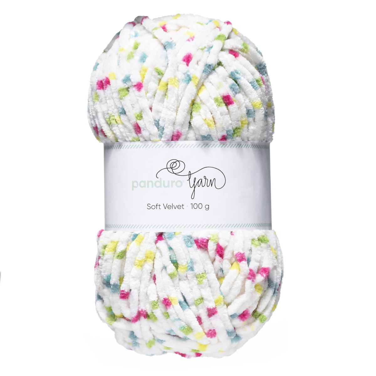 Garn Popkorn Velvet 100 g neon prikk – hvitt garn med en mengde ...