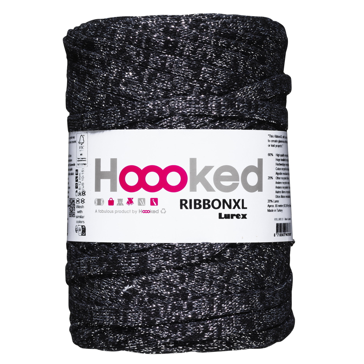 Hoooked Ribbon XL garn Lurex 250 g sort – Black Sparkle | Panduro