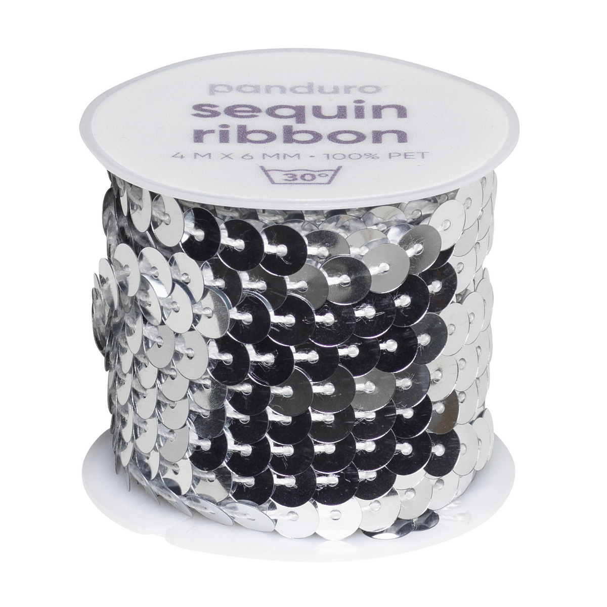 Paljettband silver, 4 m snöre med massor av paljetter som är Ø6 mm ...