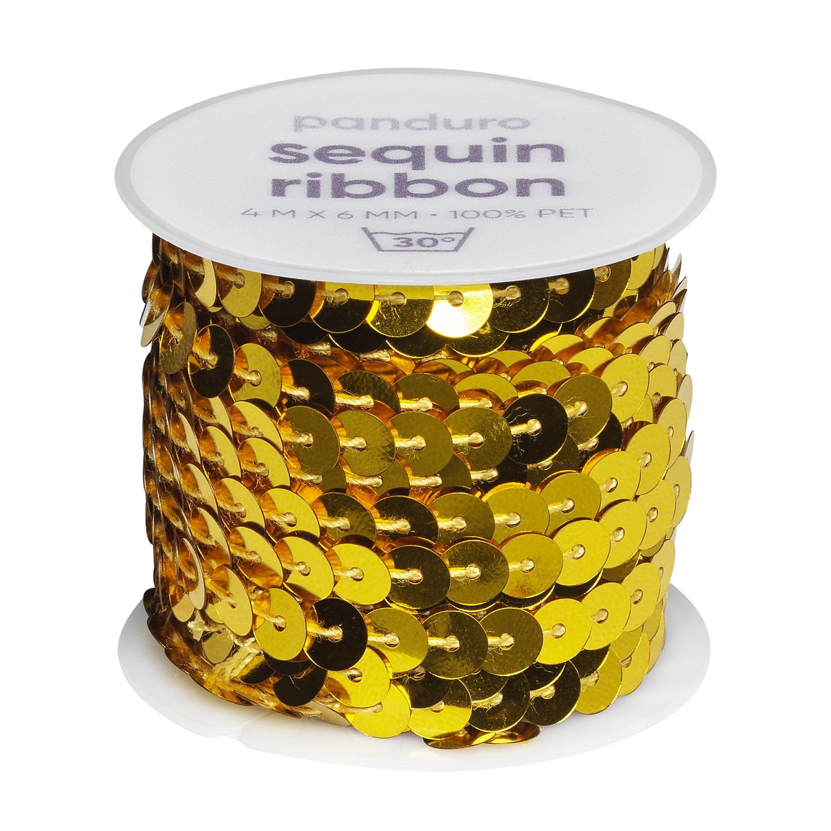Paljettband guld, 4 m snöre med massor av paljetter som är Ø6 mm ...