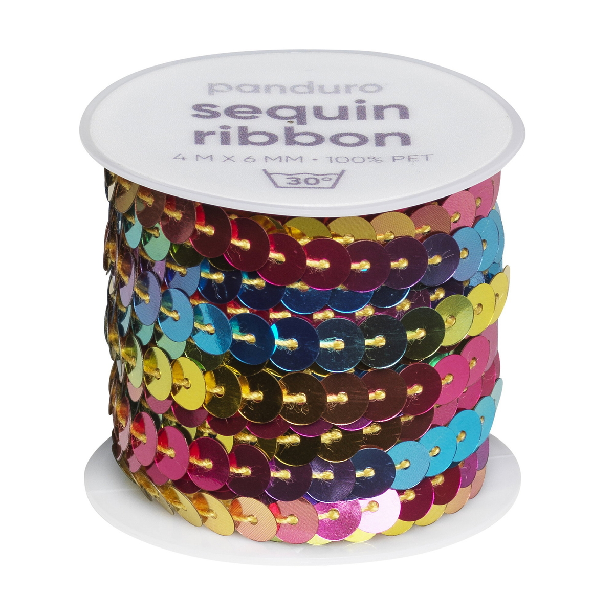 Paljettbånd rainbow, 4 m snor med en mengde paljetter med diameter 6 mm ...