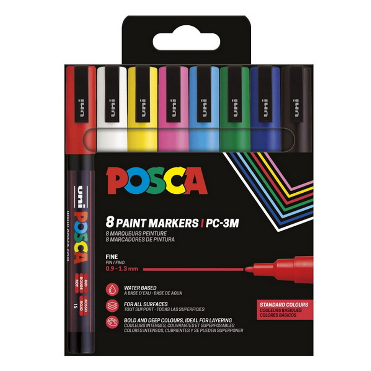 Posca PC-3M Basic colours 8-pakning (0,9–1,3 mm) | Panduro