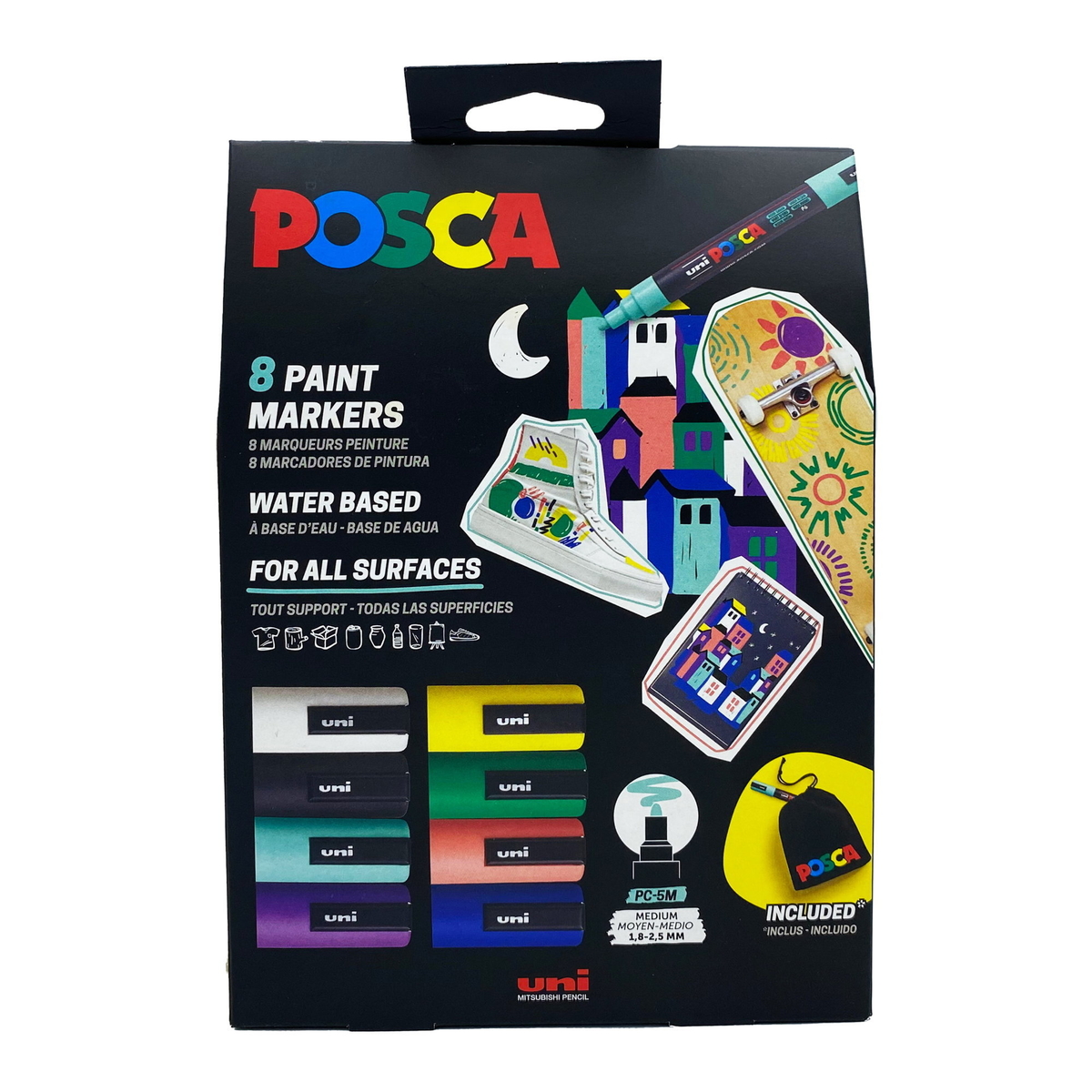 Posca PC-3M Basic colours 8-pak (0,9-1,3 mm) | Panduro