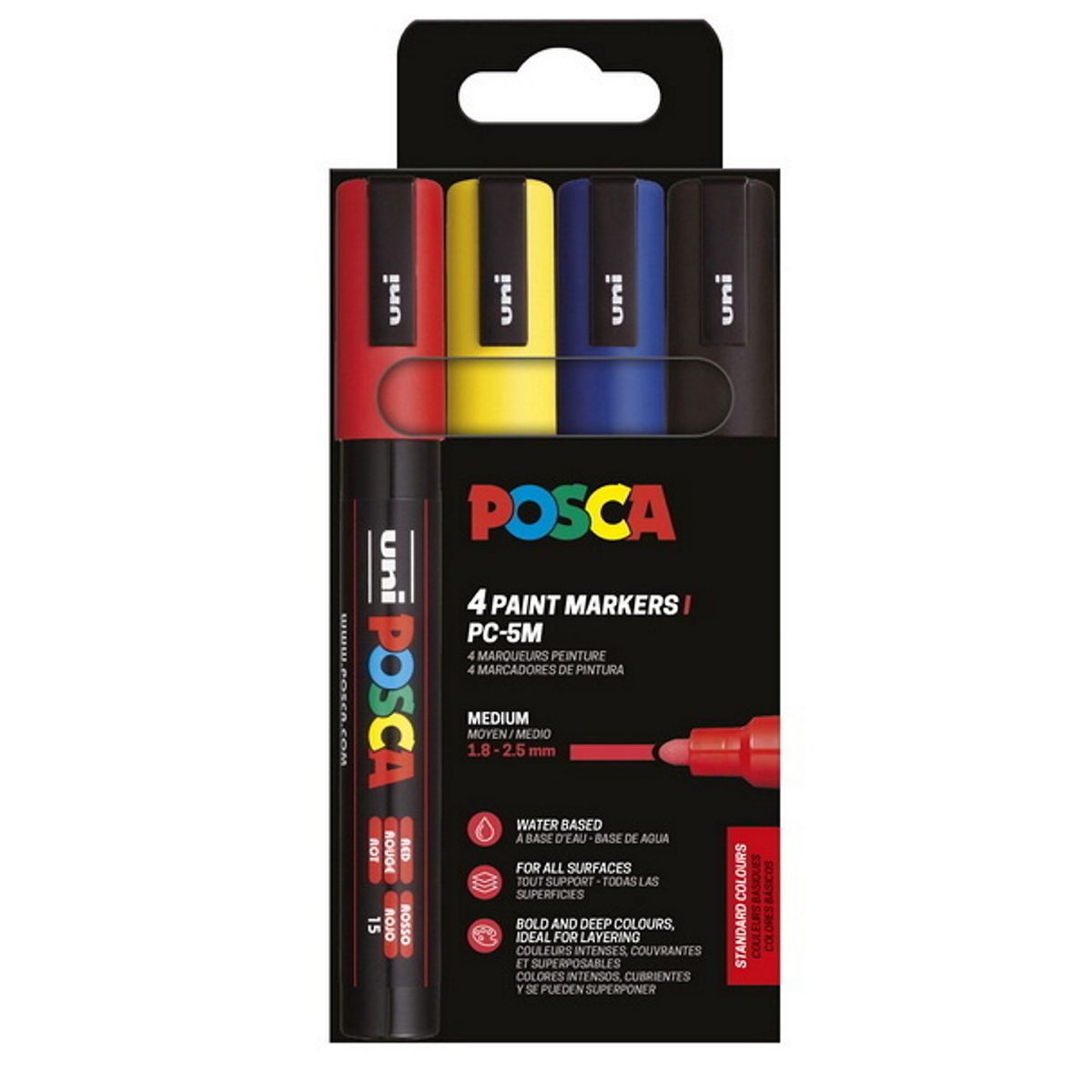 Posca PC-5M 4-pakning Basic (1,8–2,5 mm) | Panduro