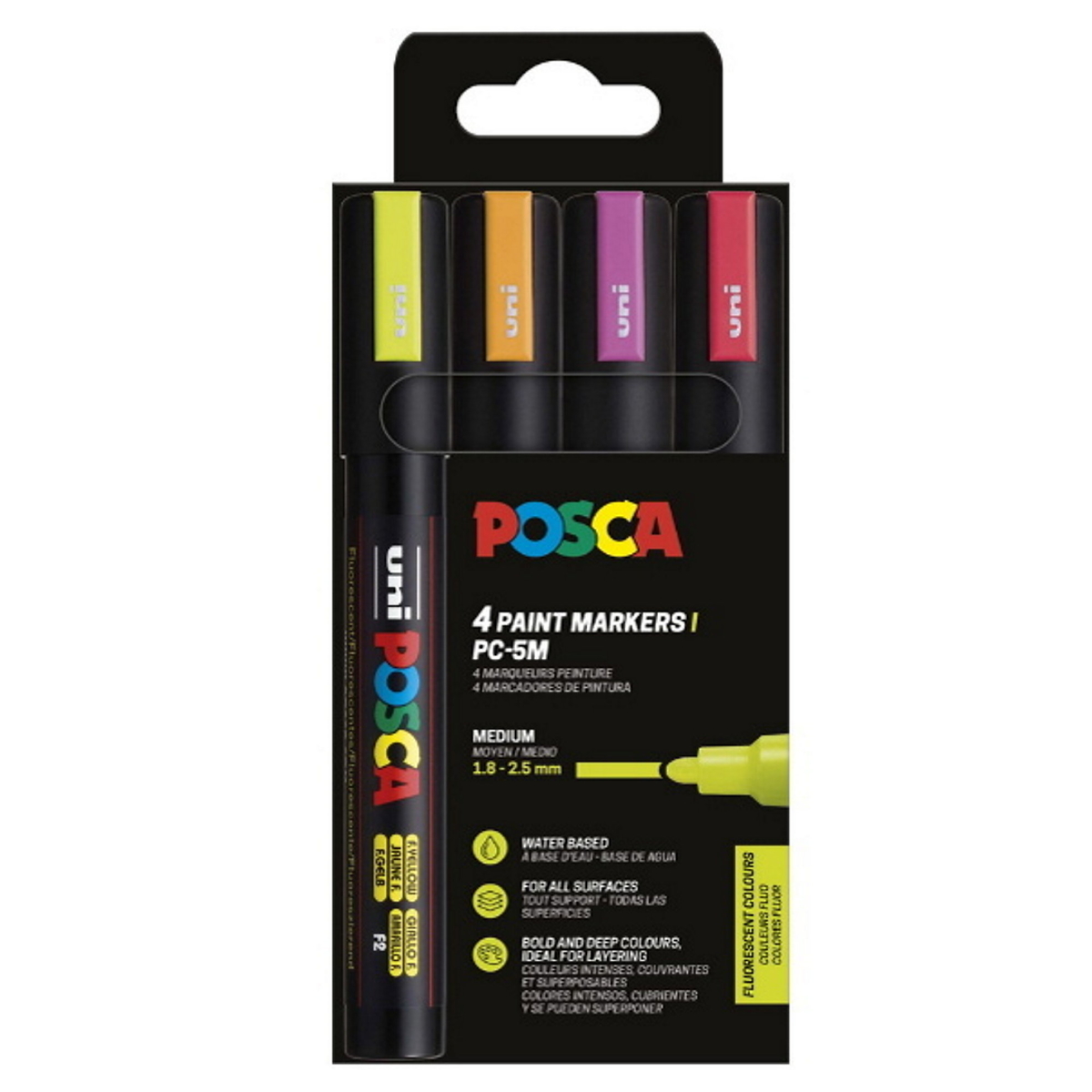 Posca PC-5M 4-pack Neon (1,8-2,5 mm) | Panduro