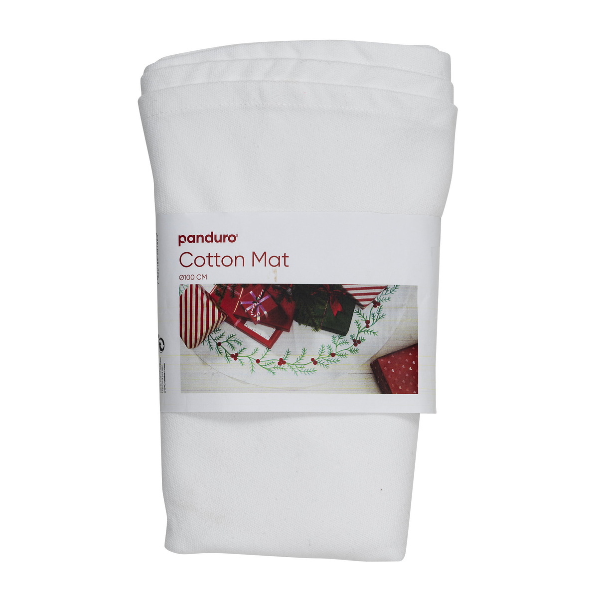 Rund, hvid dug/tæppe, Ø100 cm, fremstillet af 100% bomuld | Panduro