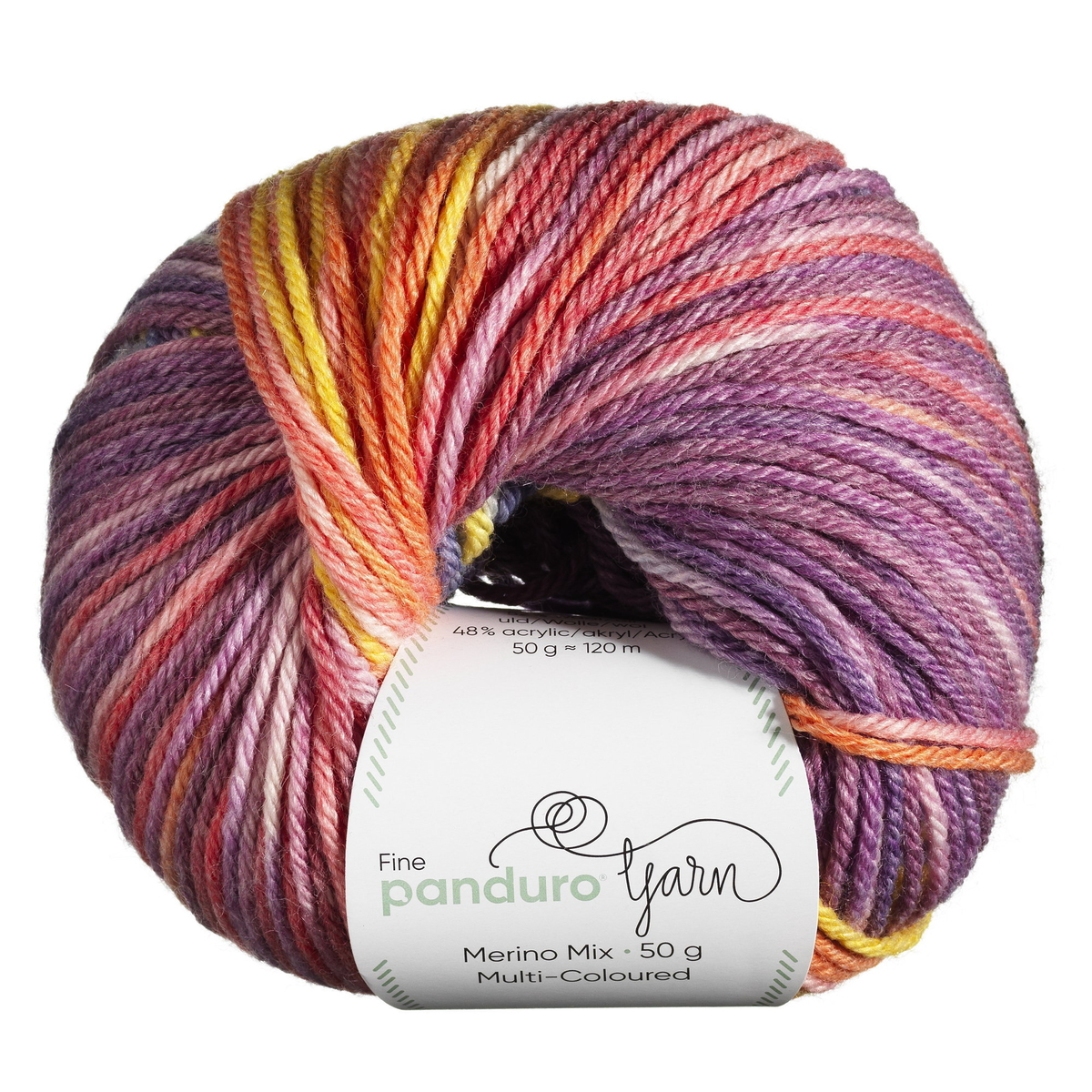 Garn Merino Mix Multi-Coloured 50 g lilla og gul | Panduro