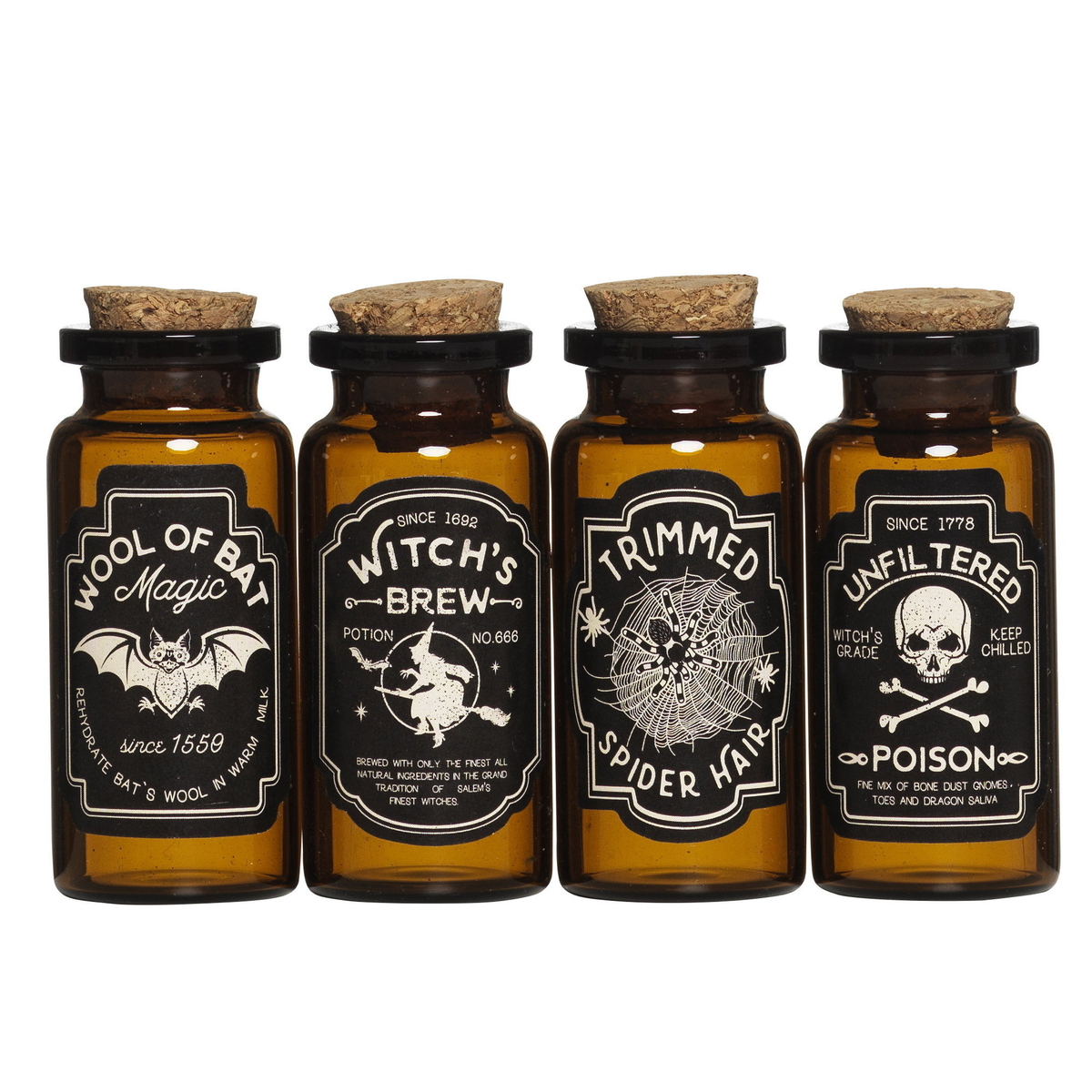 4 st. små korkförsedda glasflaskor / vialer – 40 ml | Panduro