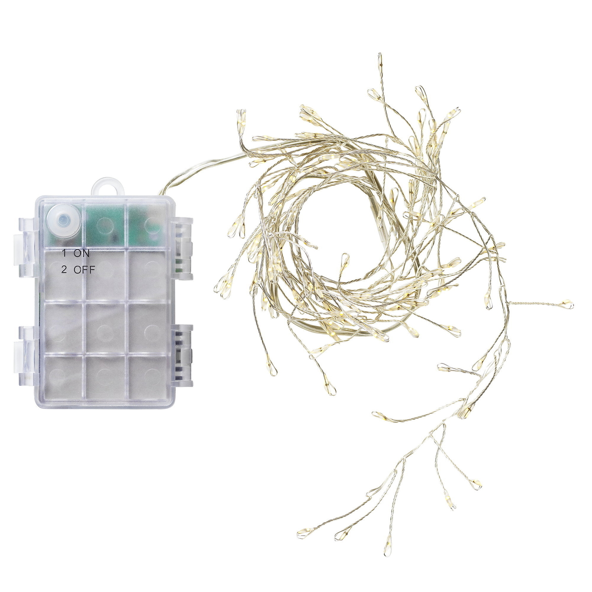 LED ljusslinga silver, 2 meter lång med hela 200 små LED-lampor som går ...