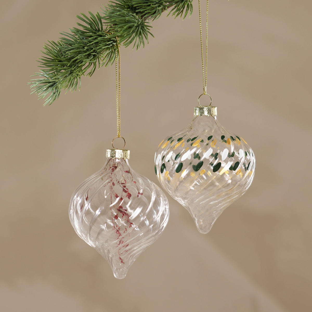 Julgranskulor, runda julkulor av glas med swirl- / virvelform, 4 st. Ø8 ...