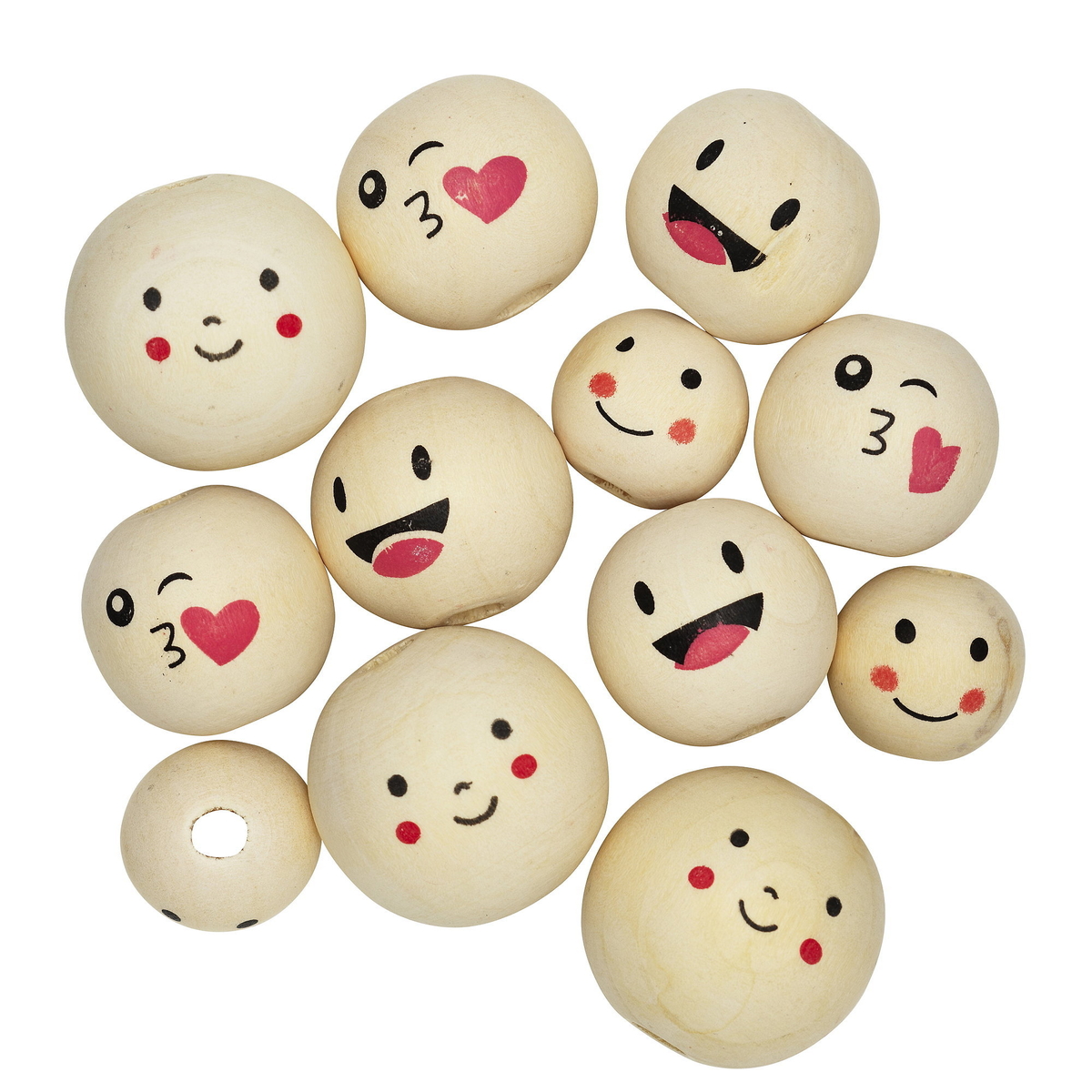 Trekuler med ansikter i form av smilefjes / emojis, med diameter 20–30 ...