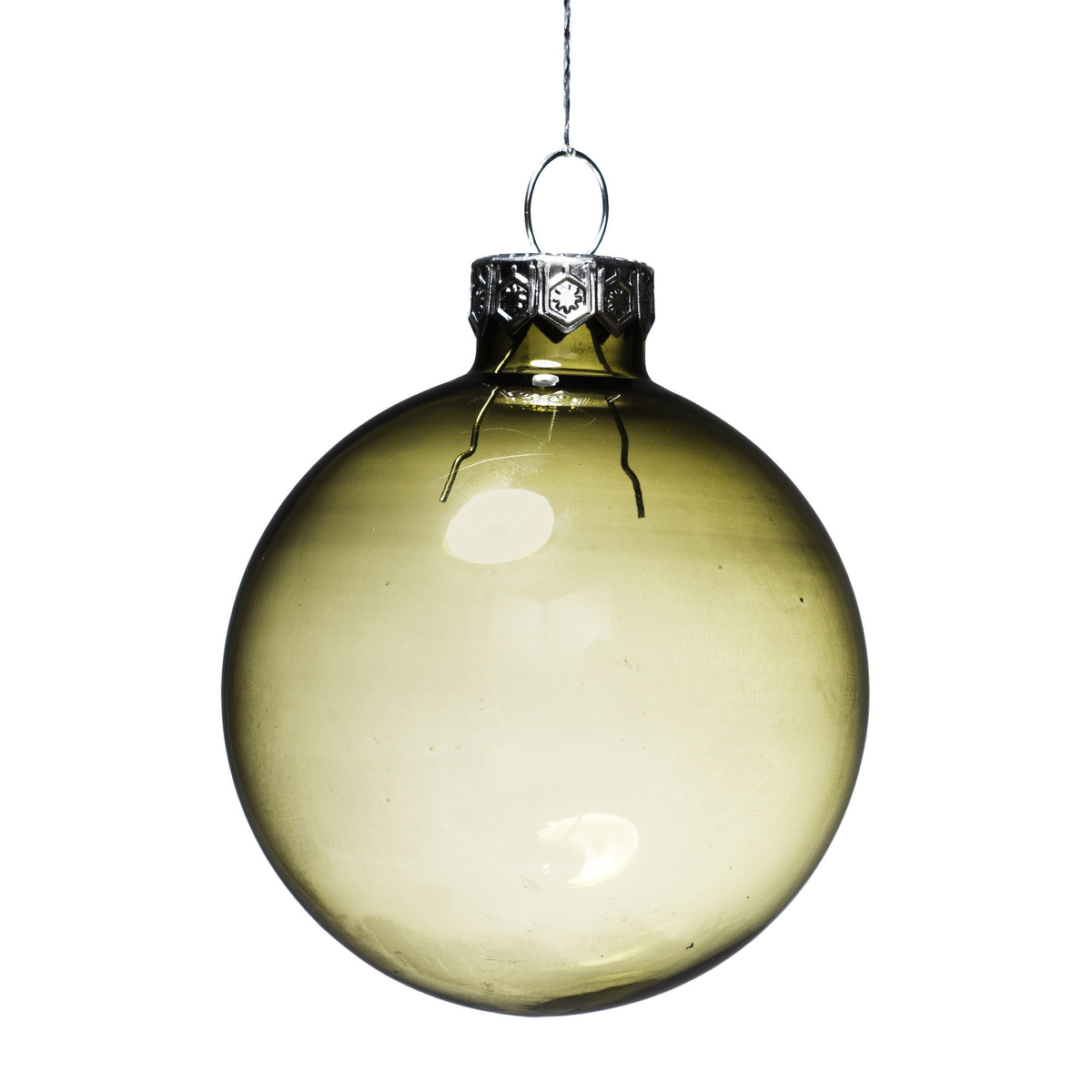 Juletrekuler, 6 stk. fine grønne julekuler av glass med diameter 6 cm ...