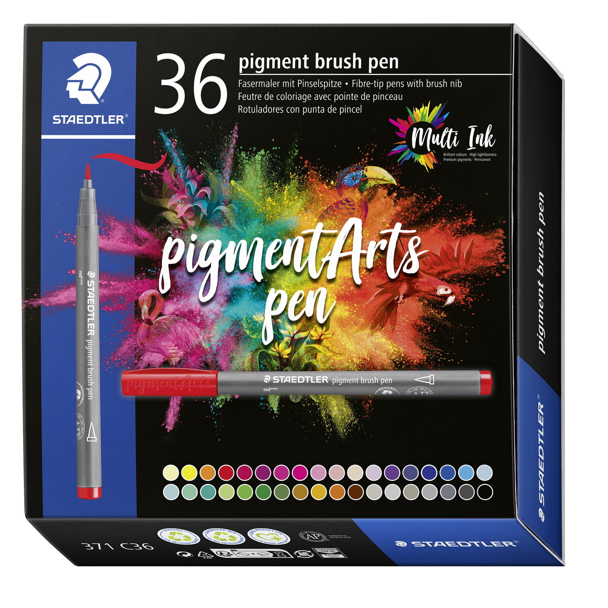 Staedtler Pigment Arts Pen Multi Ink – 36 pennor i en bred palett ...