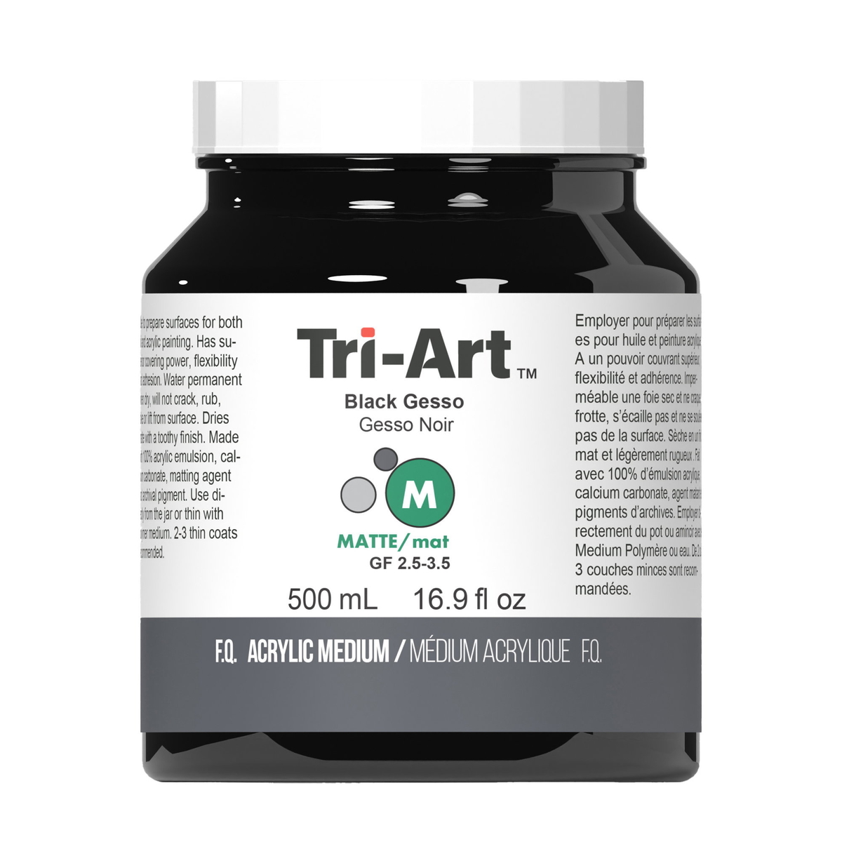 Tri-Art Medium Gesso Black, 500 ml, sort grunder til akrylmaling ...
