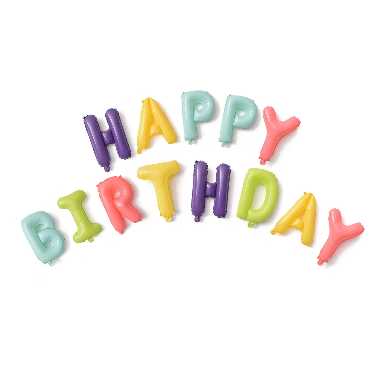 Happy Birthday folieballonger, pastellfärger – total bredd ca 270 cm ...