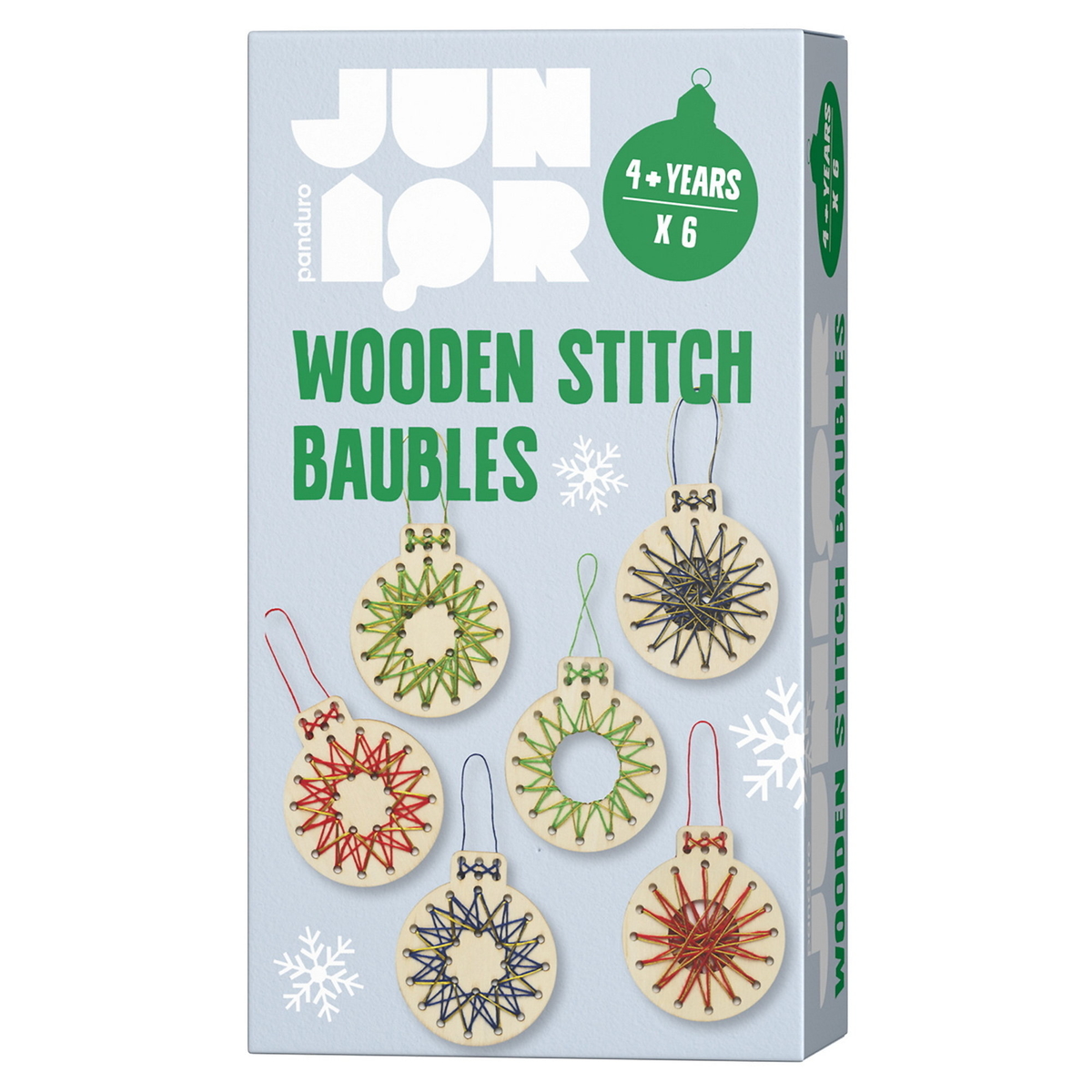 DIY-kit Wooden Stitch Baubles – 6 minimalistiska julkulor | Panduro