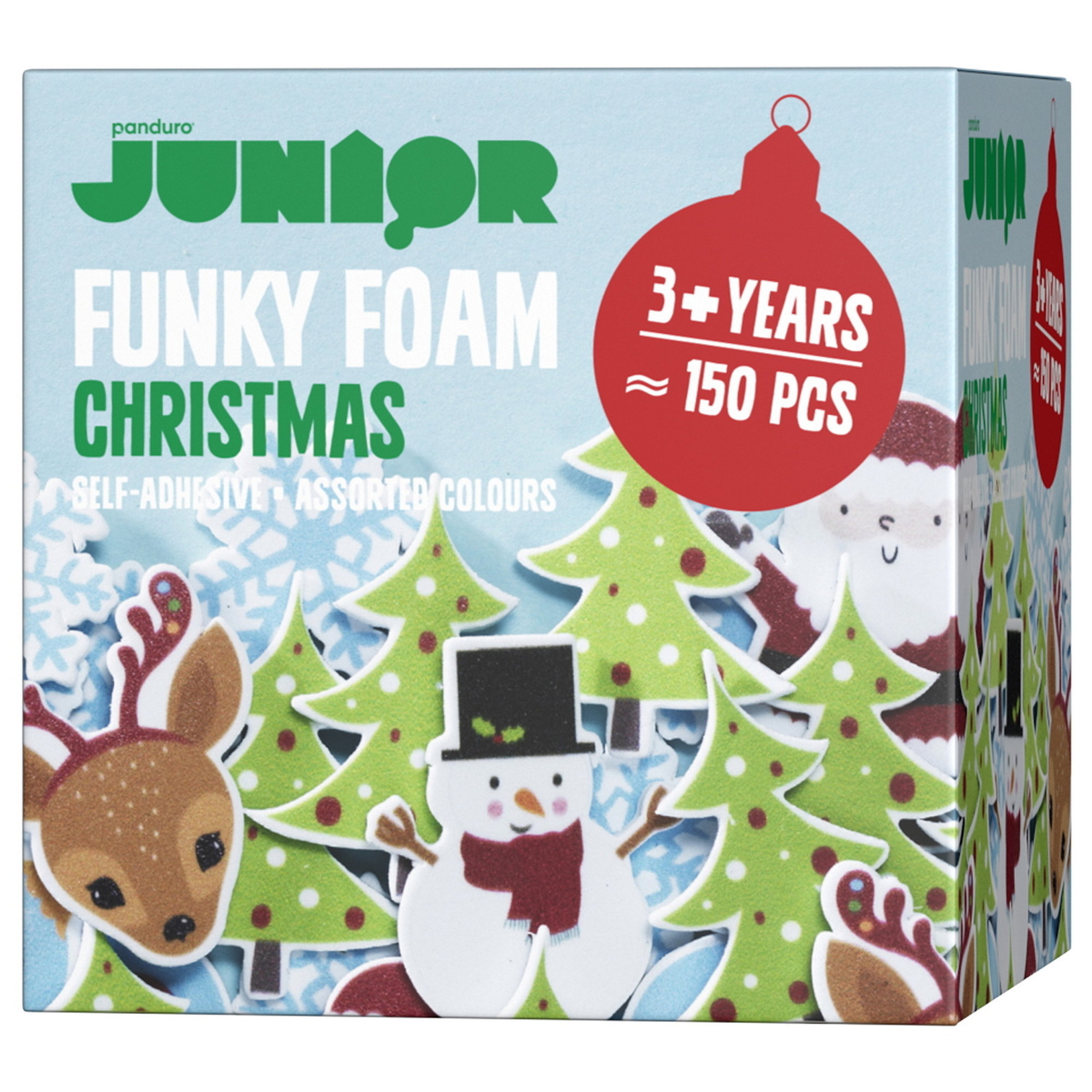 150 bitar med funky foam / dekorgummi med roliga jul-motiv