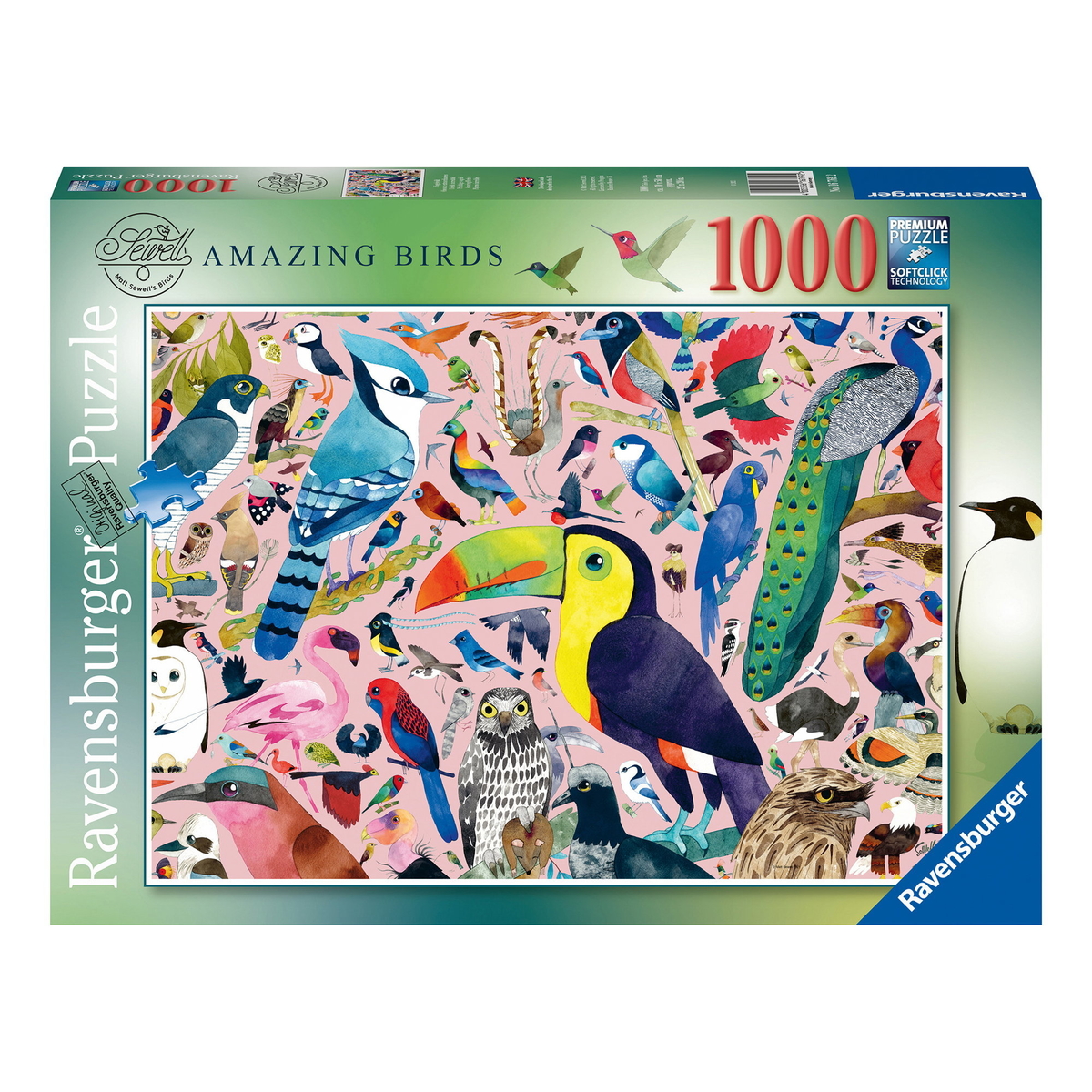 Ravensburger puslespill – Amazing birds, en mengde fargerike fugler ...