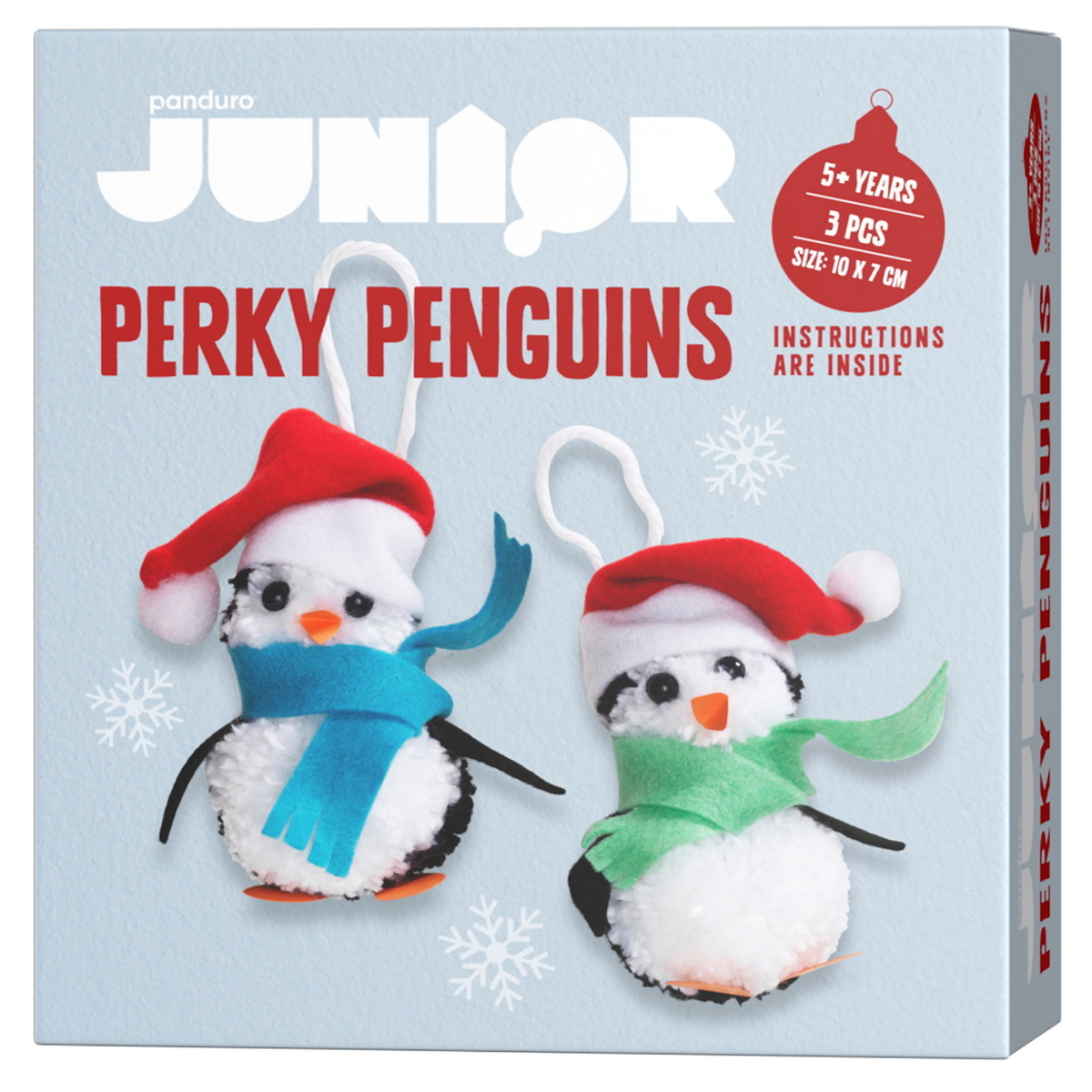 DIY-kit Perky Penguins – pyssla 3 söta pingviner med tomteluvor! L. 10 cm