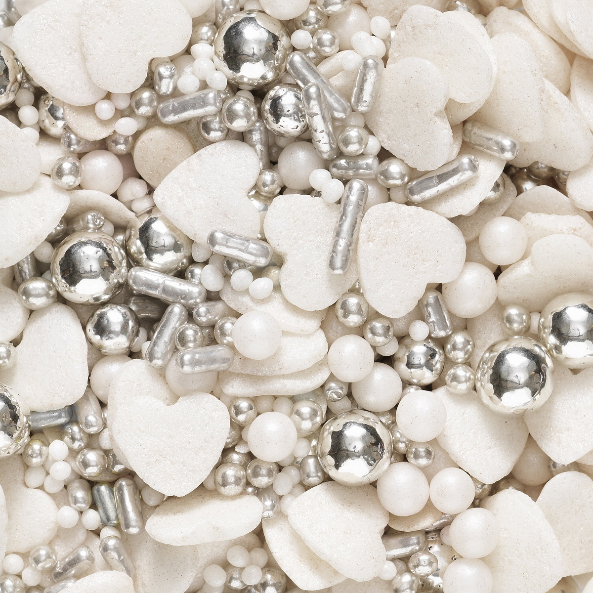 Strösselmix 40g Silver – små & stora silverkulor och ljusa hjärtan ...