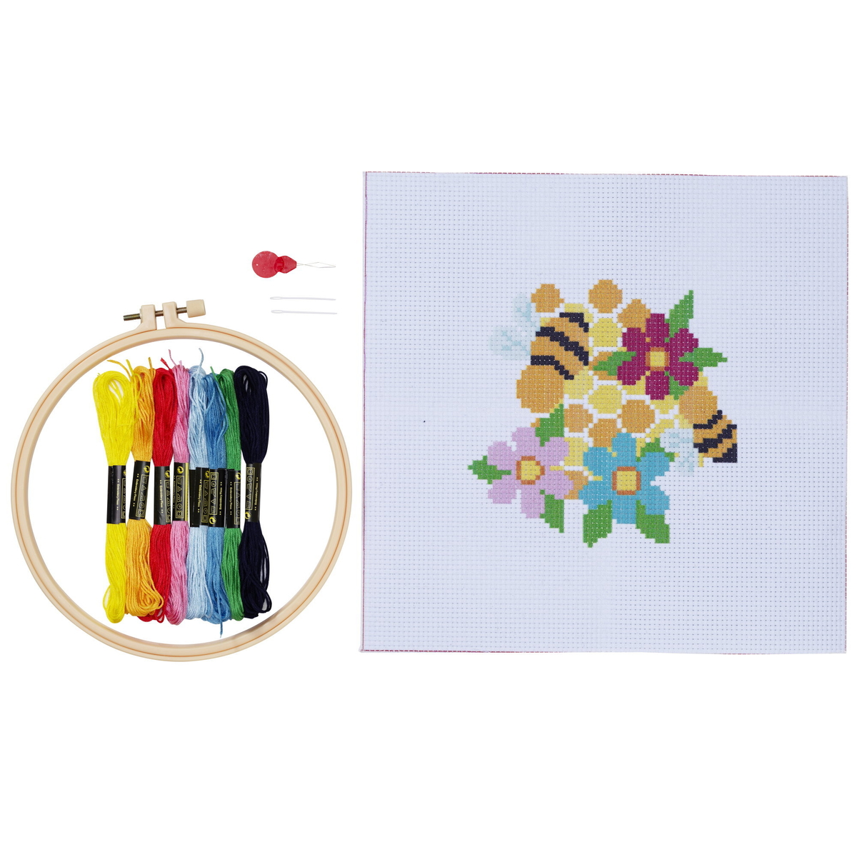 DIY-kit broderi blommor för barn och nybörjare – syring, tråd, motiv ...