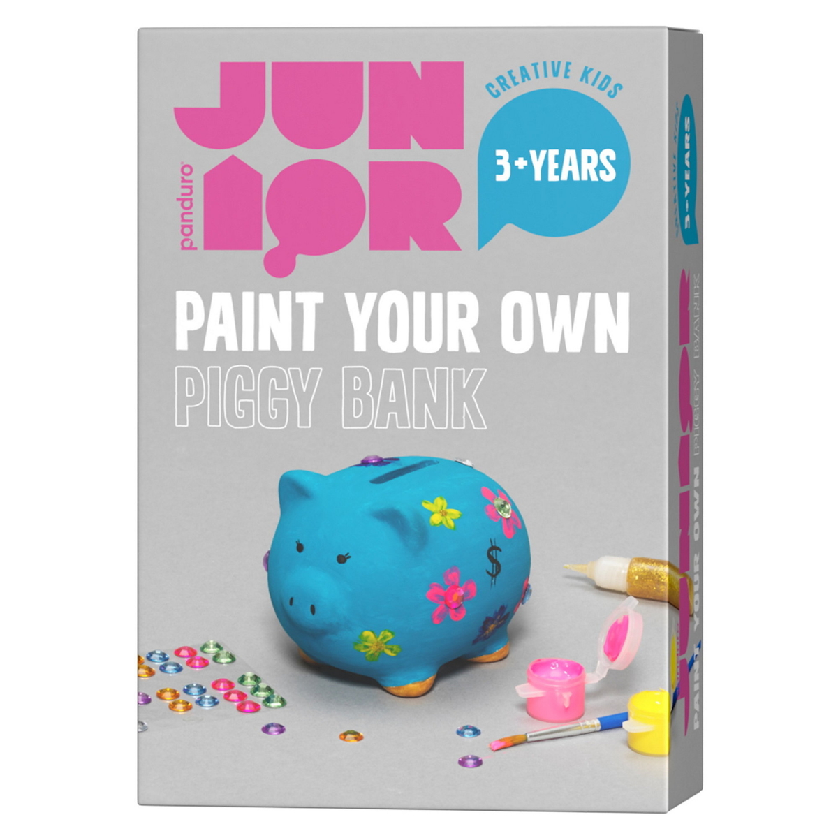 DIY-kit spargris, måla & smycka en spargris av gips med färg, strass ...