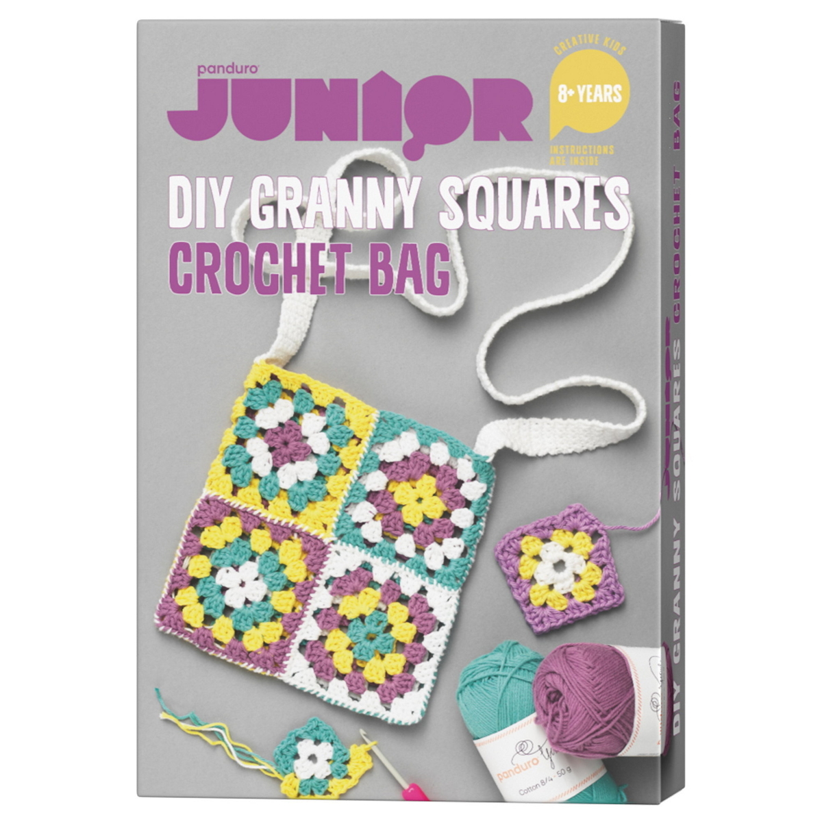 DIY-kit Granny Square Crochet Bag, virka en söt väska med mormors-rutor ...