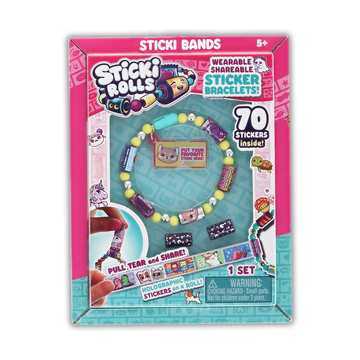 Sticki rolls armband med 50+20 coola små klistermärken / stickers ...