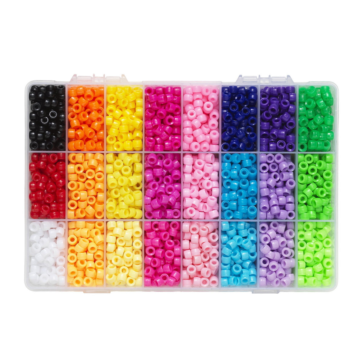 Mini pony beads Ø7 mm, 24 färger – 3600 runda fina pärlor med stora hål ...