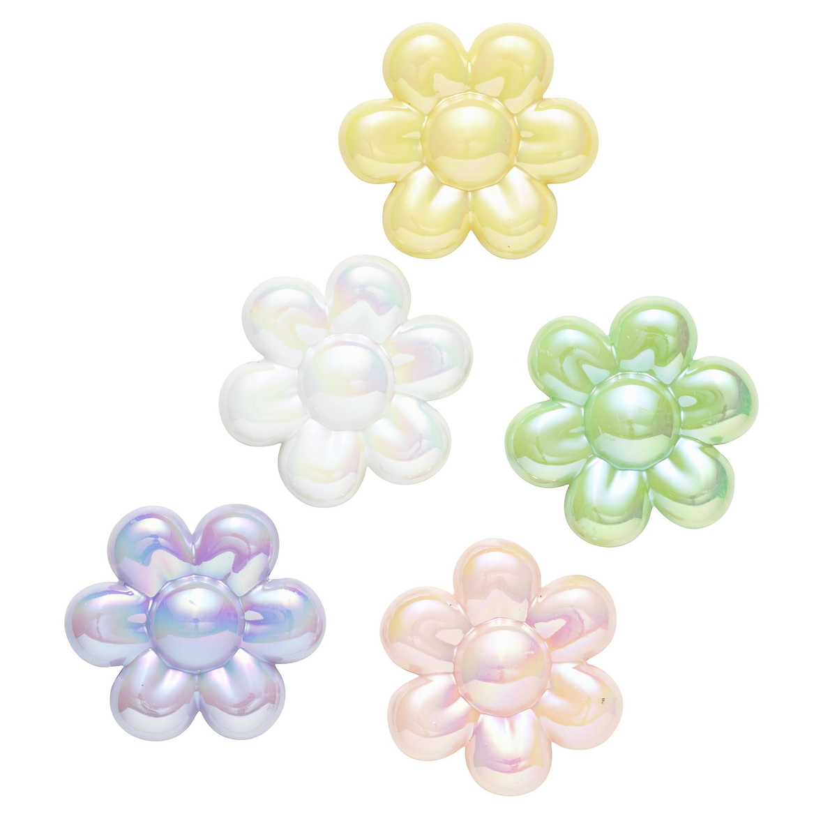 Blomsterperler, 5 stk. store og farvestrålende perler med glans Ø31 mm ...