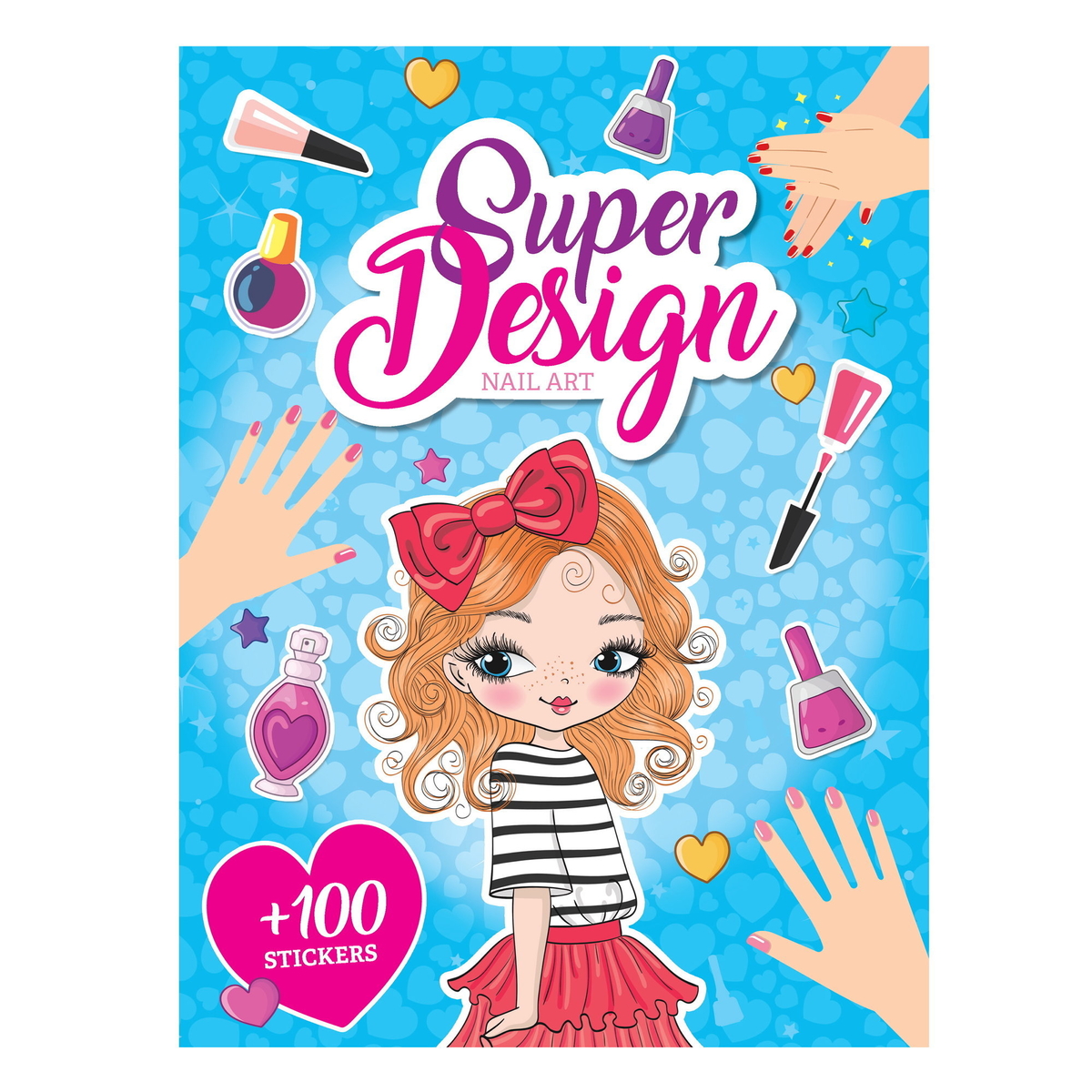 Målarbok Super Design – 21×28 cm, 24 motiv med naglar, händer och ...