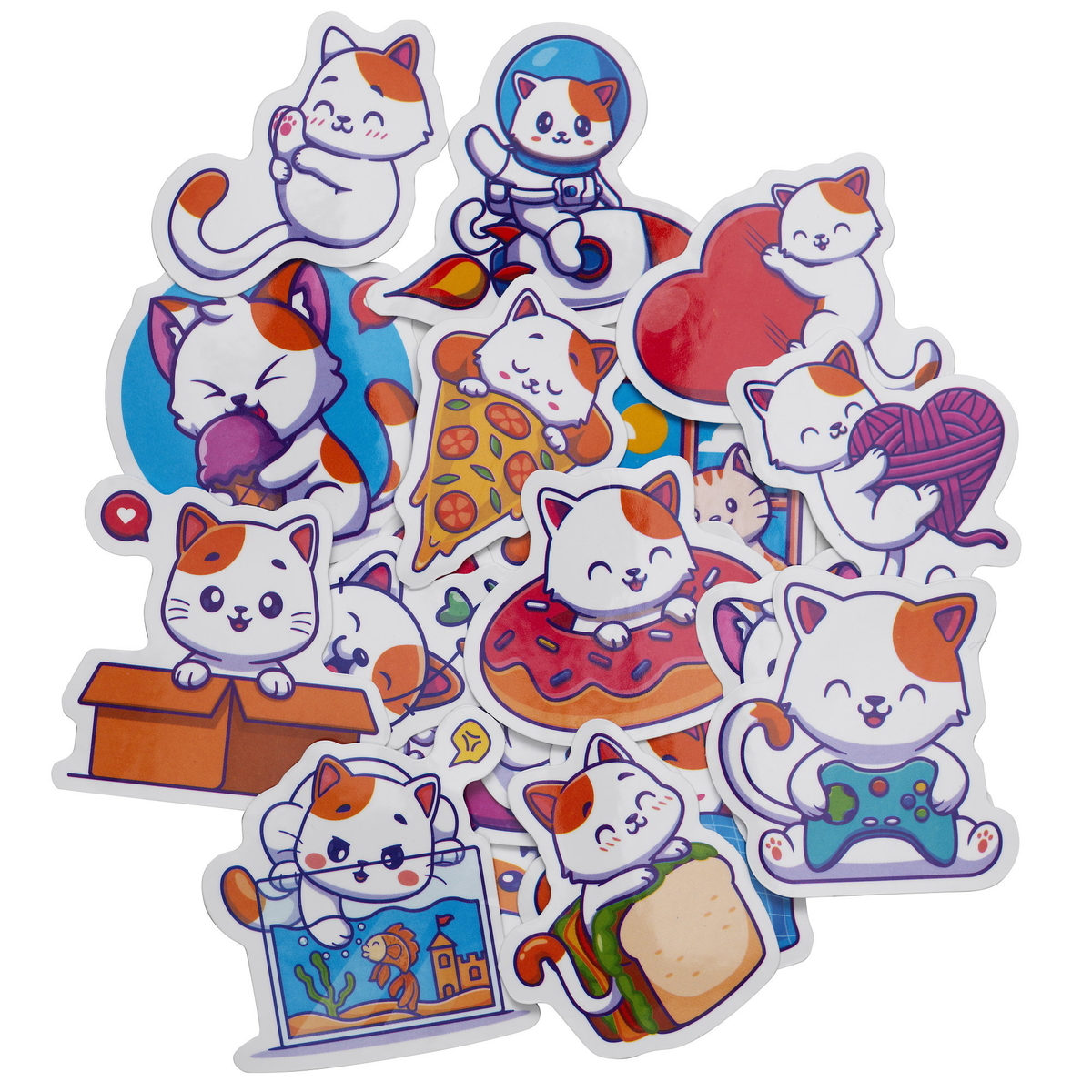 Stora stickers klistermärken med katt-tema, 50 st. 2,5–5 × 2,5–5 cm ...