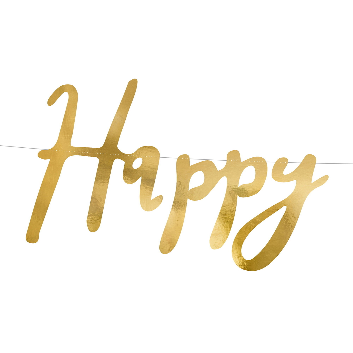 Girlang med "Happy Birthday" i guldmetallic – 62×16,5 cm text på 200 cm ...