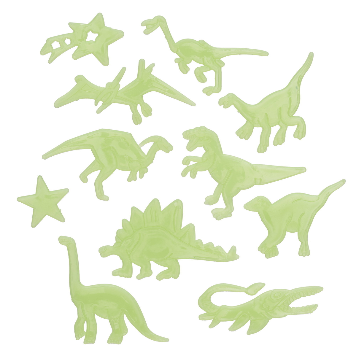 Selvlysende glow in the dark-figurer, 25 stk. Dinosaurer + 24 limputer ...