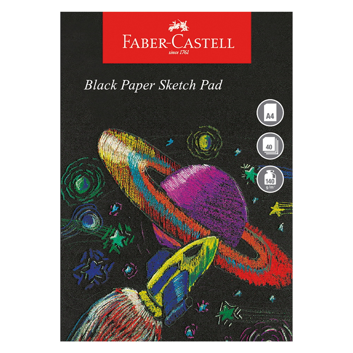 Faber-Castell Black Paper skissblock A4 – 210×297 mm, 40 svarta ark ...