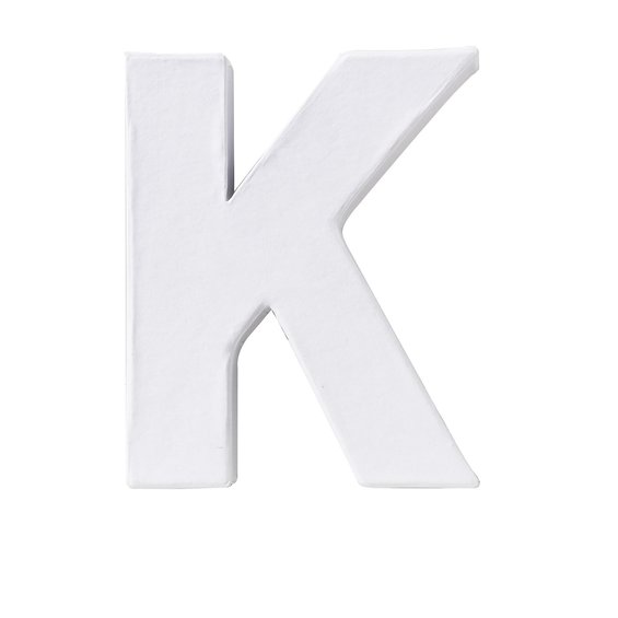 Bokstav Hvit papp h 10 cm K