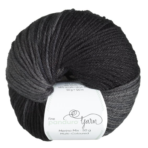 Garn Merino Mix Multi-Coloured 50g svart | Panduro