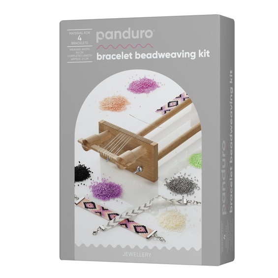 Kit med perlevevramme, perler m.m. til veving av perlearmbånd | Panduro