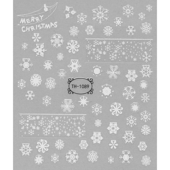 Negleklistremerker snøfnugg + 3 store motiver, fint til jul! 1 ark nail ...