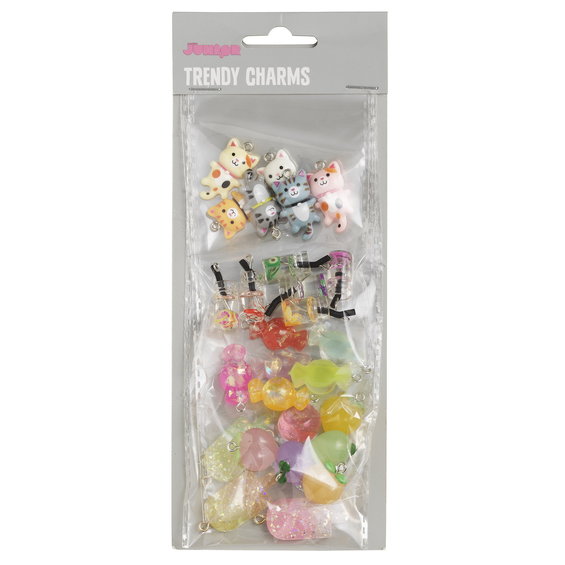 Hängen charms 28 st. i 5 olika söta, glittriga & färgglada designer ...
