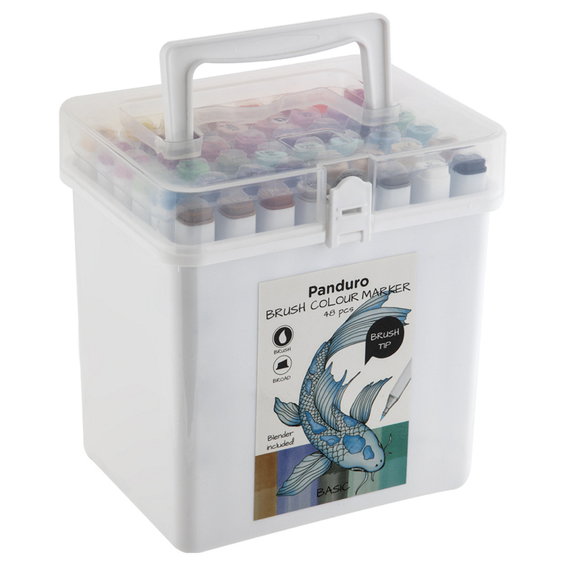 Panduro colour marker brush 48 – twintip-markers med penselspids & skrå ...
